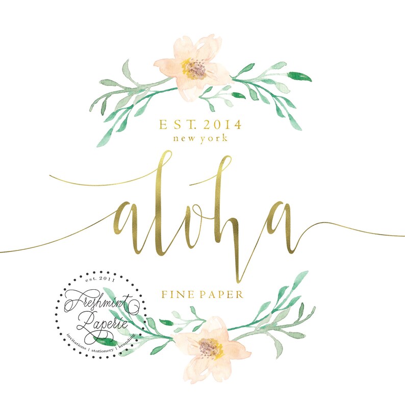 Pretty logo gold logo design calligraphy logo magnolia | Etsy