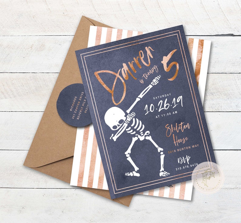Skeleton Invitation Skeleton Invite Floss Invitation Dance | Etsy