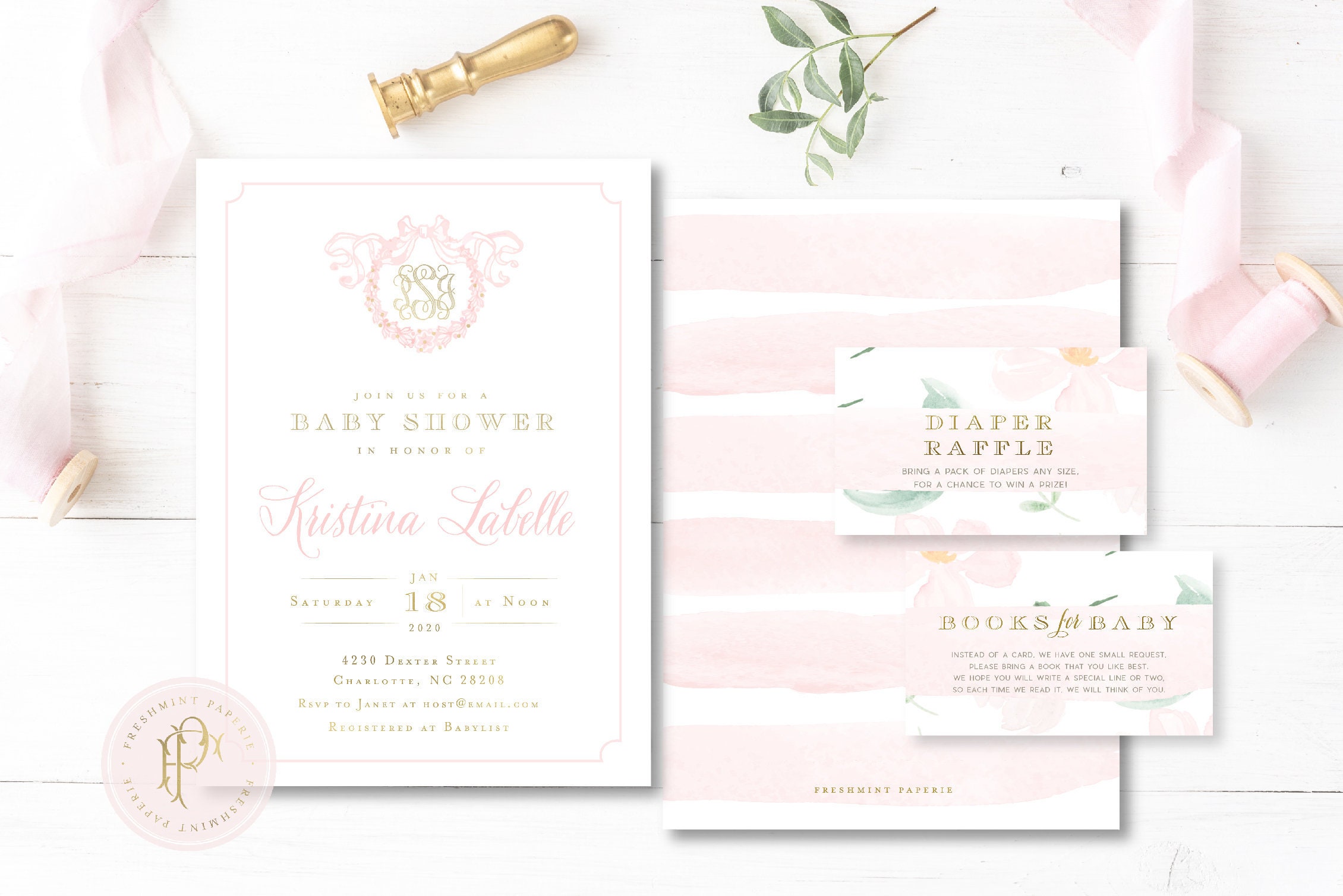 Monogram Baby Shower Invitation - baby shower invitation - baby shower ...