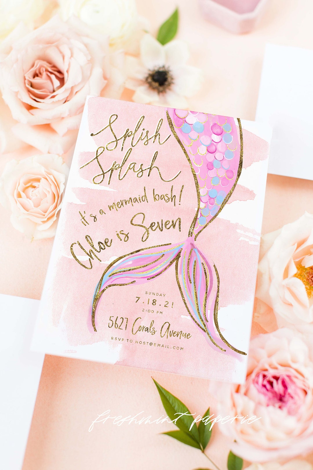 Mermaid Invitation, Pretty Mermaid, Glitter Mermaid, Mermaid Tail ...