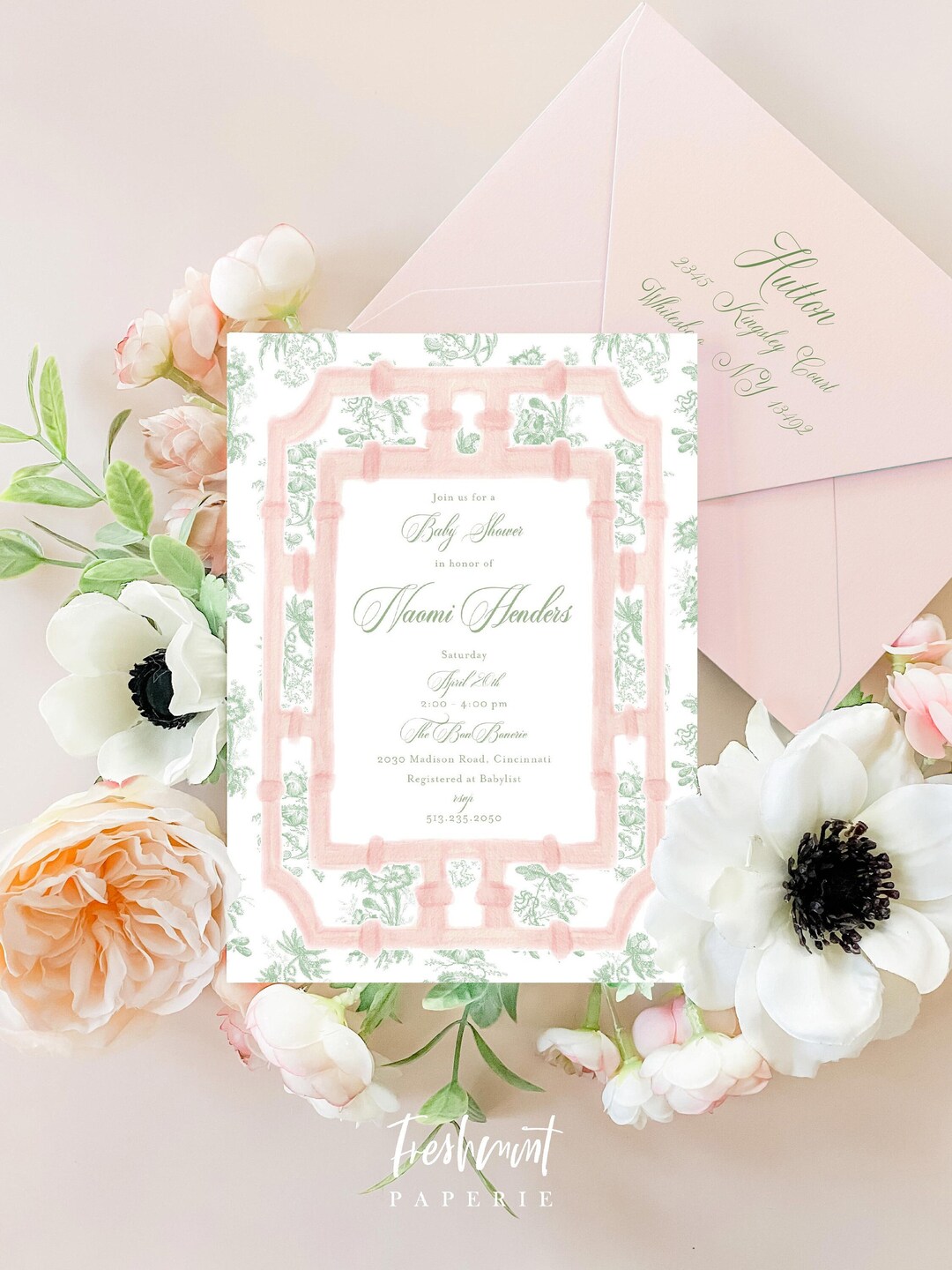 Toile Invitation, Chinoiserie Invitation, Monogram Invitation, Pagoda ...