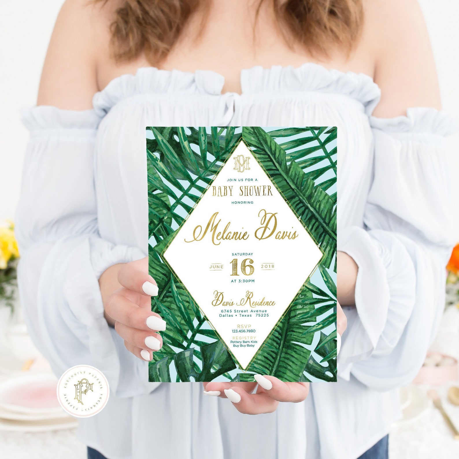 Tropical Invitation Banana Leaf Invitation Baby Boy Shower | Etsy