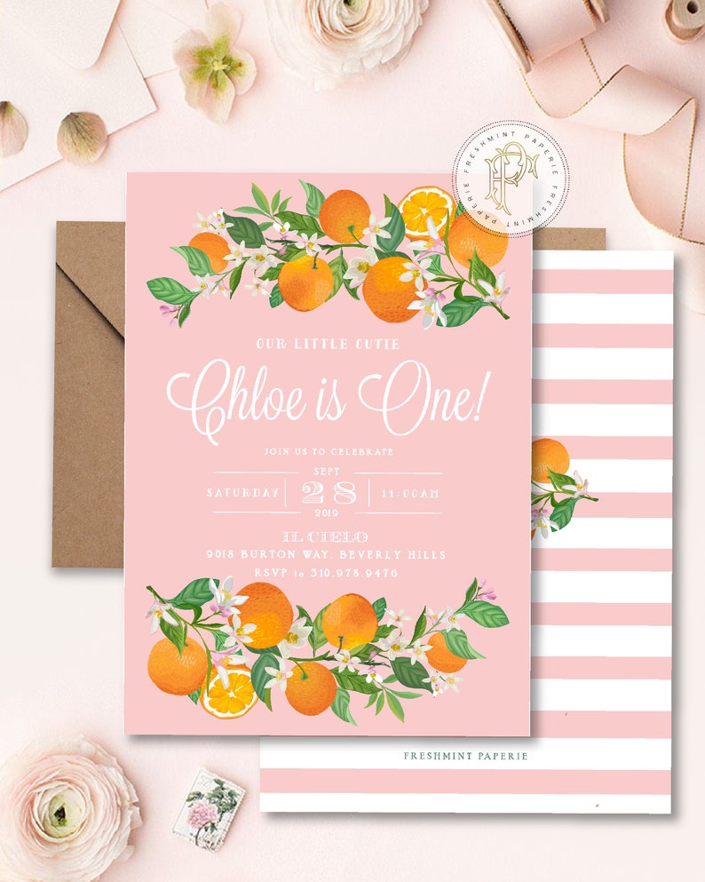 Orange Birthday invitation Cutie Birthday Invitation | Etsy