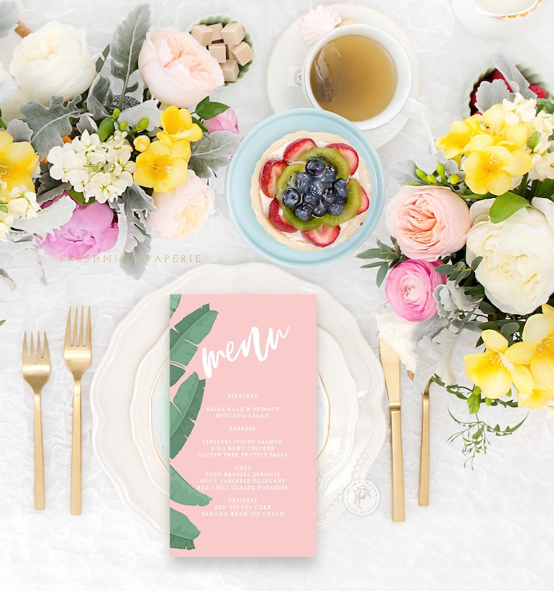 Banana Leaf Menu Cards Custom Menu Cards Palm Leaf Menu - Etsy