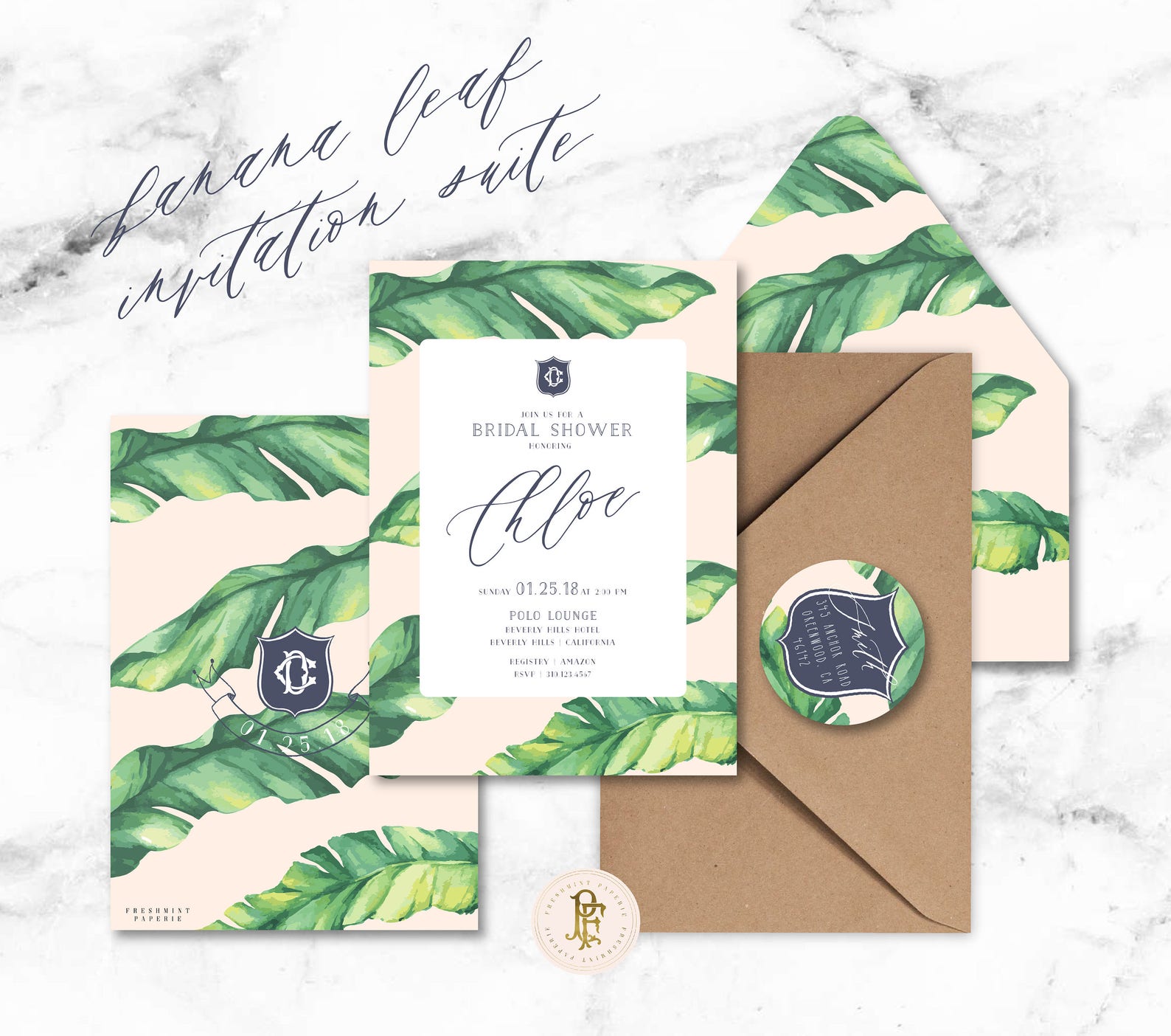 Banana Leaf Invitation | Banana Leaf | Tropical Invitation | Bridal ...