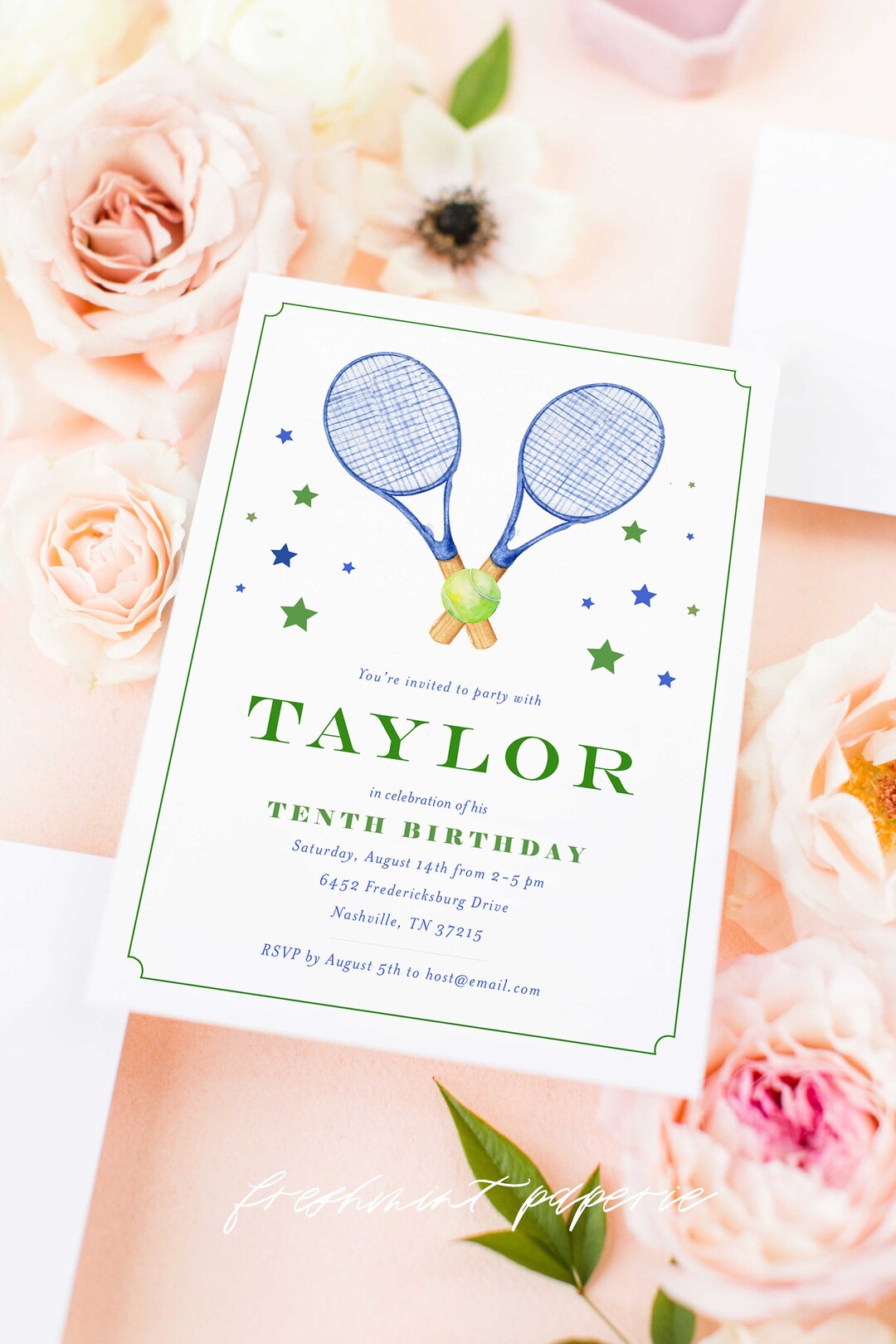 Tennis Invitation Tennis Racquet Invitation Tennis Birthday Invitation ...