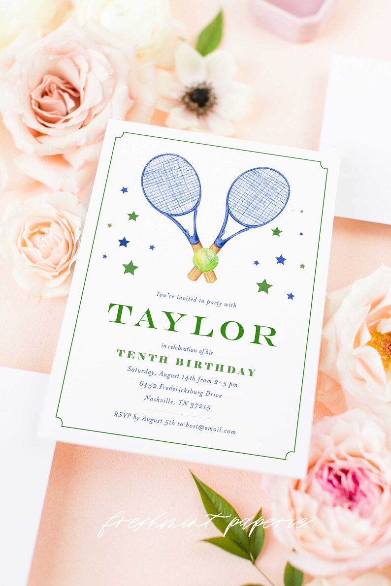 Tennis invitation Tennis Racquet invitation Tennis | Etsy