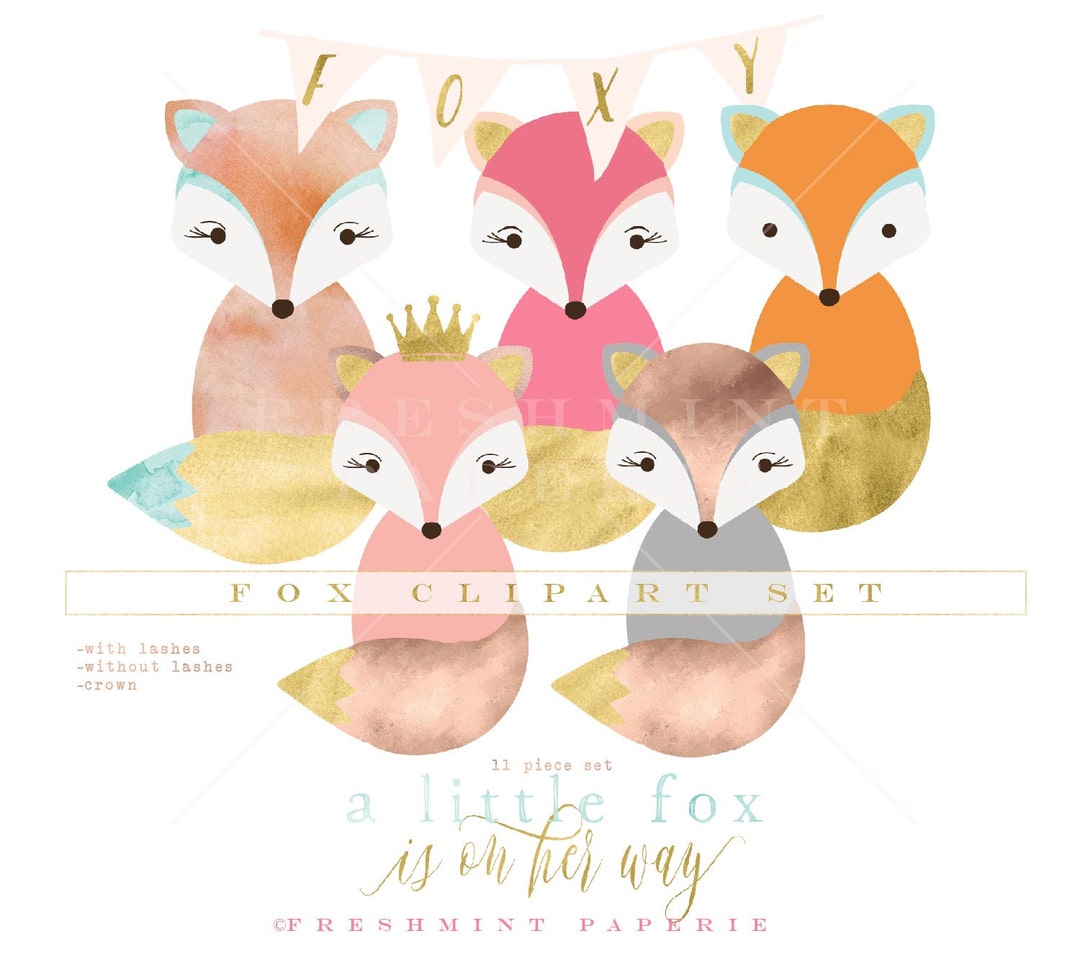 Watercolor Fox Clipart Fox Clipart Woodland Animal Clipart - Etsy