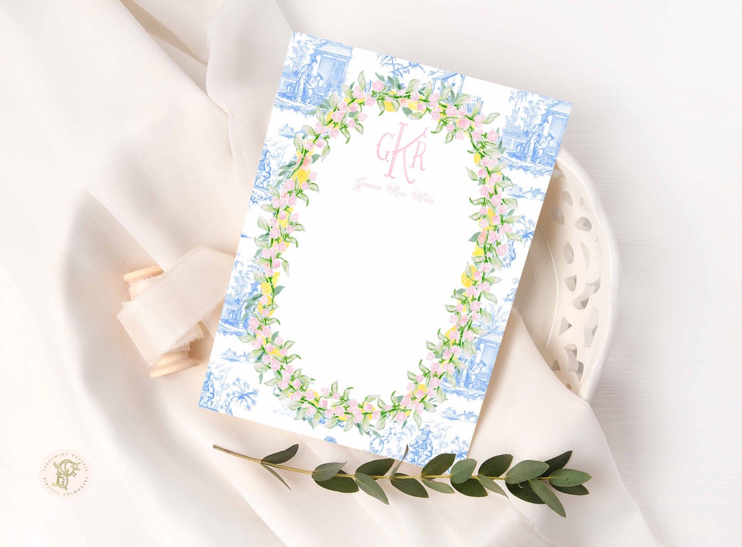 Custom Floral Monogram Notepad 5x7 - Etsy