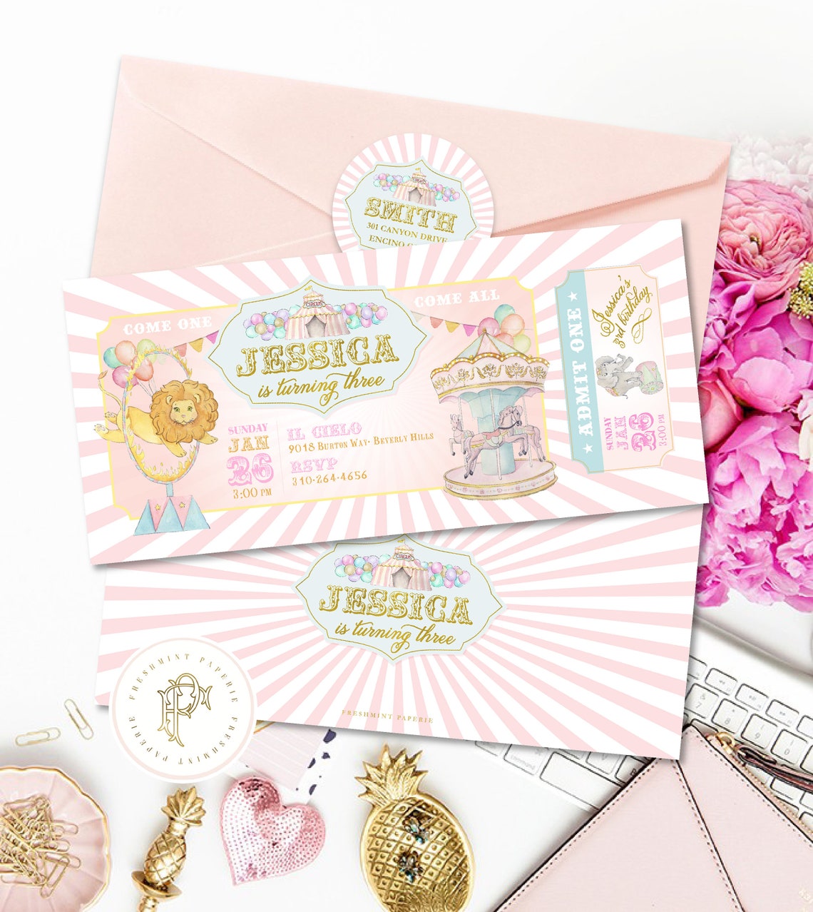 Carousel Invitation Carousel Birthday Invitation Circus - Etsy