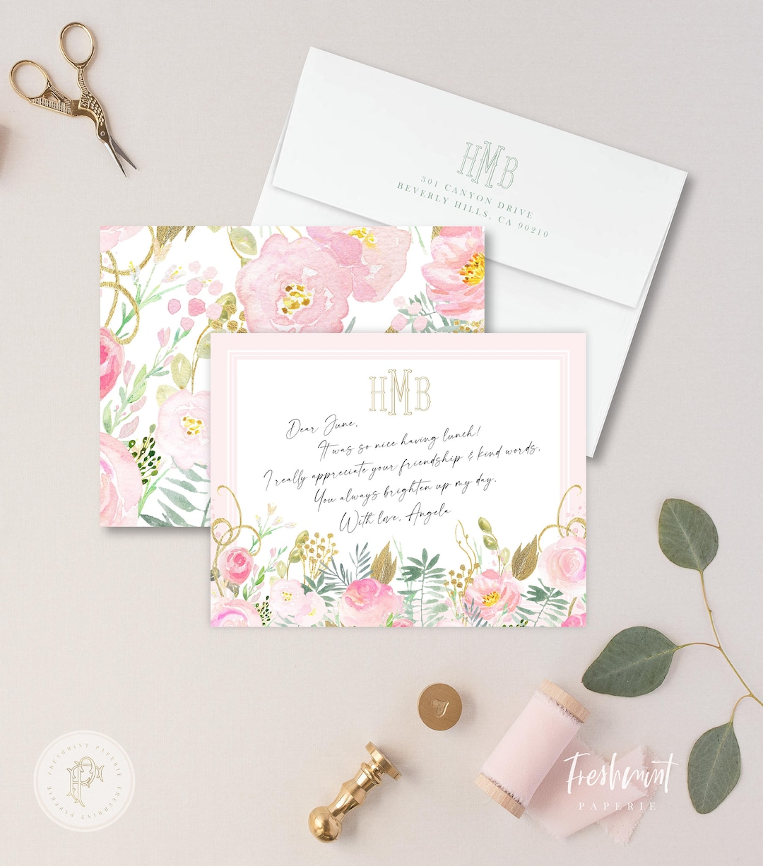 Personalized Stationery - Monogram Note Cards - Monogram Stationery ...