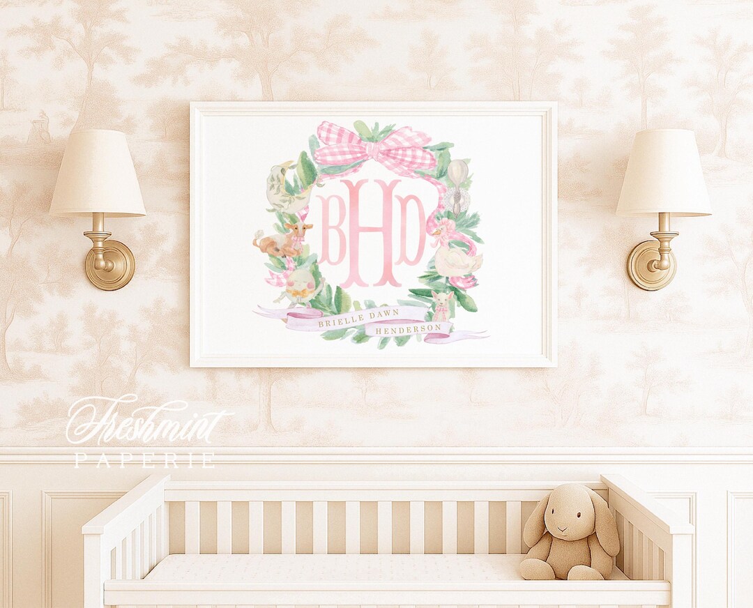 Hey Diddle Diddle Nursery Rhyme Art: Cow Jumped Over the Moon, Monogram ...
