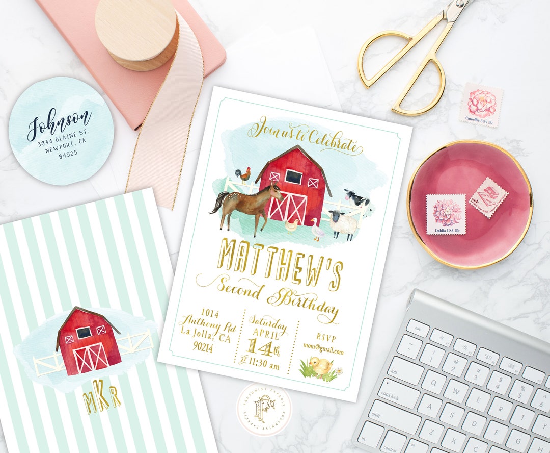 Barnyard Invitation Farm Invitation Barnyard Birthday - Etsy