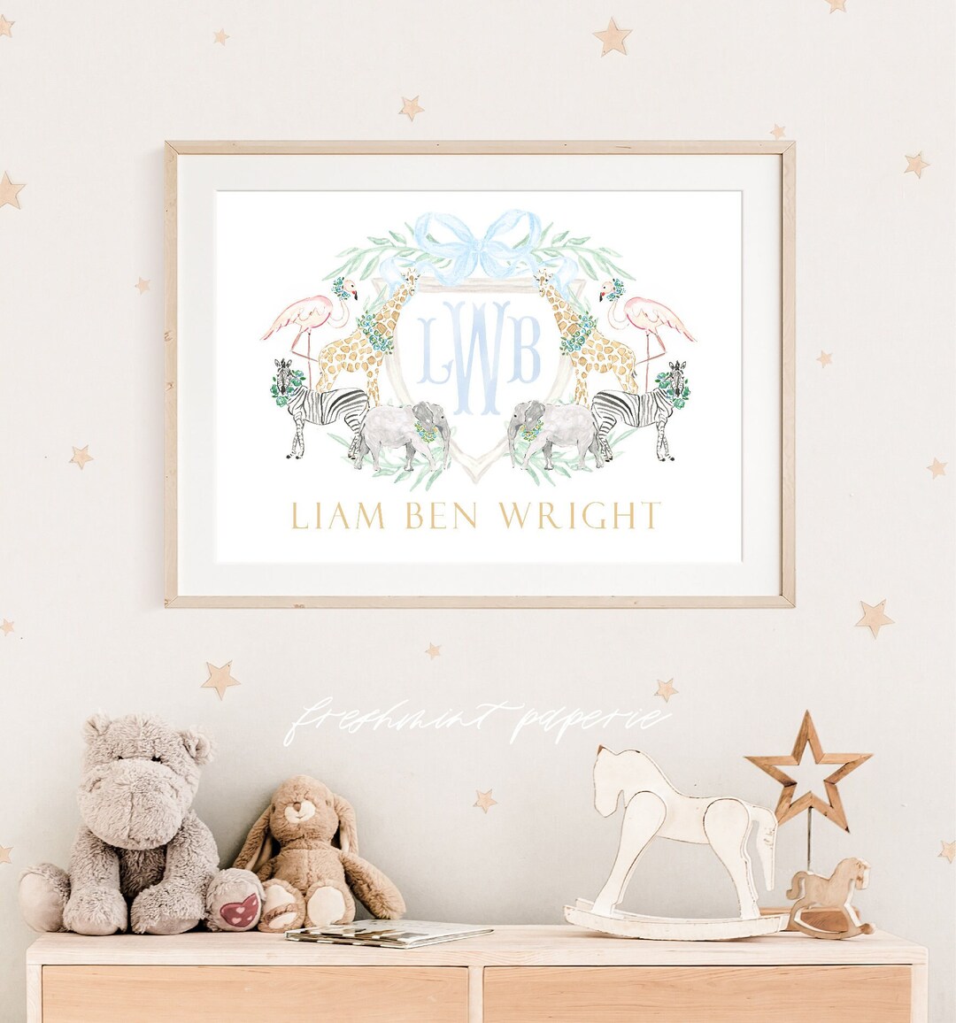 Noahs Ark Wall Art, Safari Wall Art, Nursery Name Print, Giraffe ...