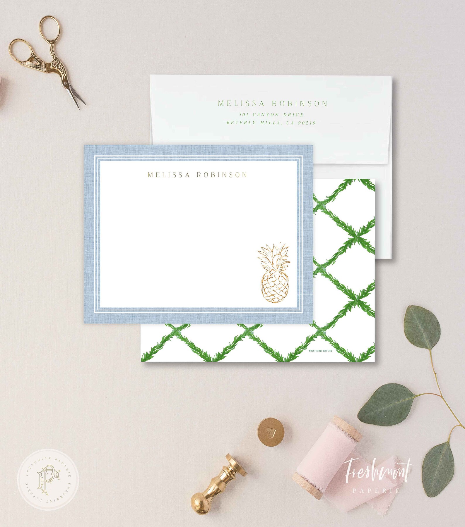 Personalized Stationery Pineapple Note Cards Monogram Note - Etsy