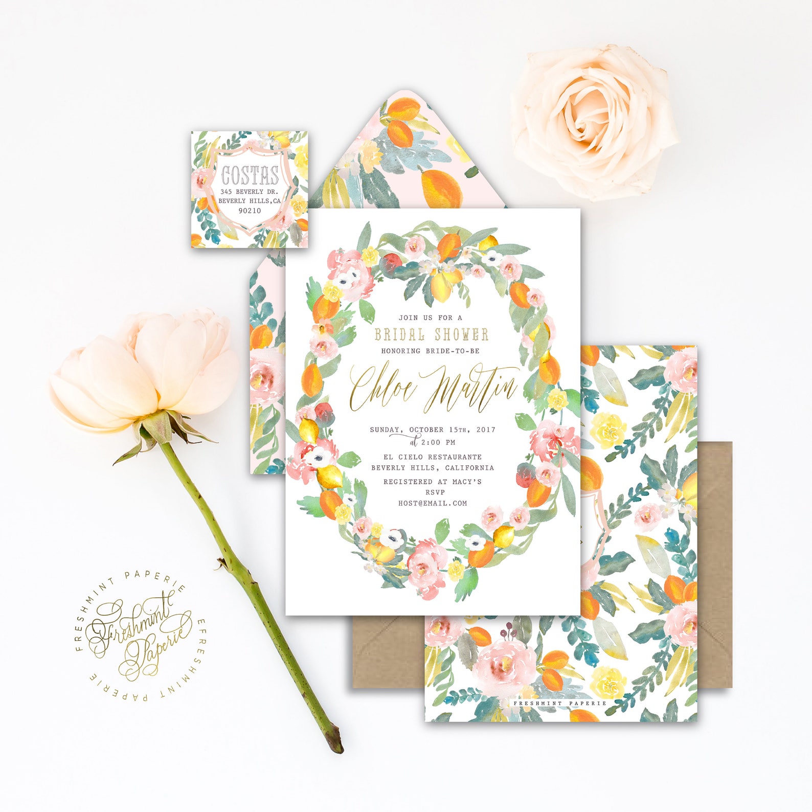 Citrus Invitation Lemon Invitation Bridal Shower | Etsy