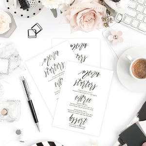 Calligraphy Menu Cards Custom Menu Cards Calligraphy Menu - Etsy