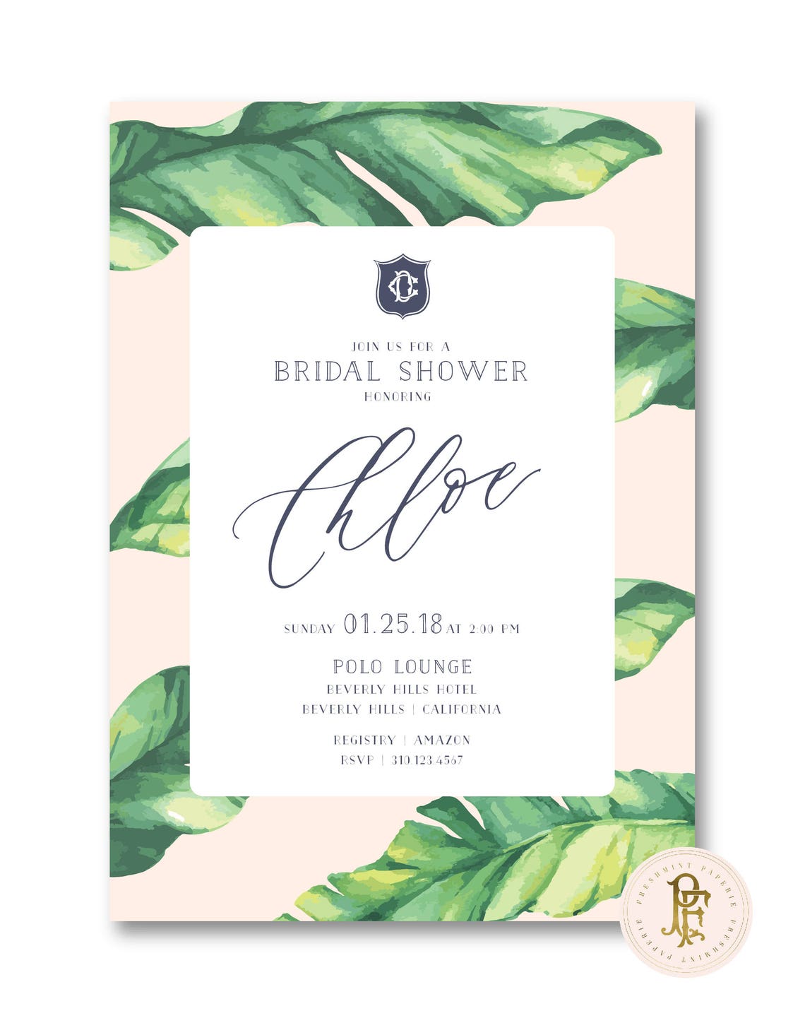 Banana Leaf Invitation Banana Leaf Tropical Invitation | Etsy