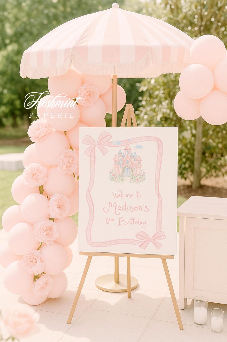Princess Birthday Invitation: Castle Invitation, Pink Bow ...