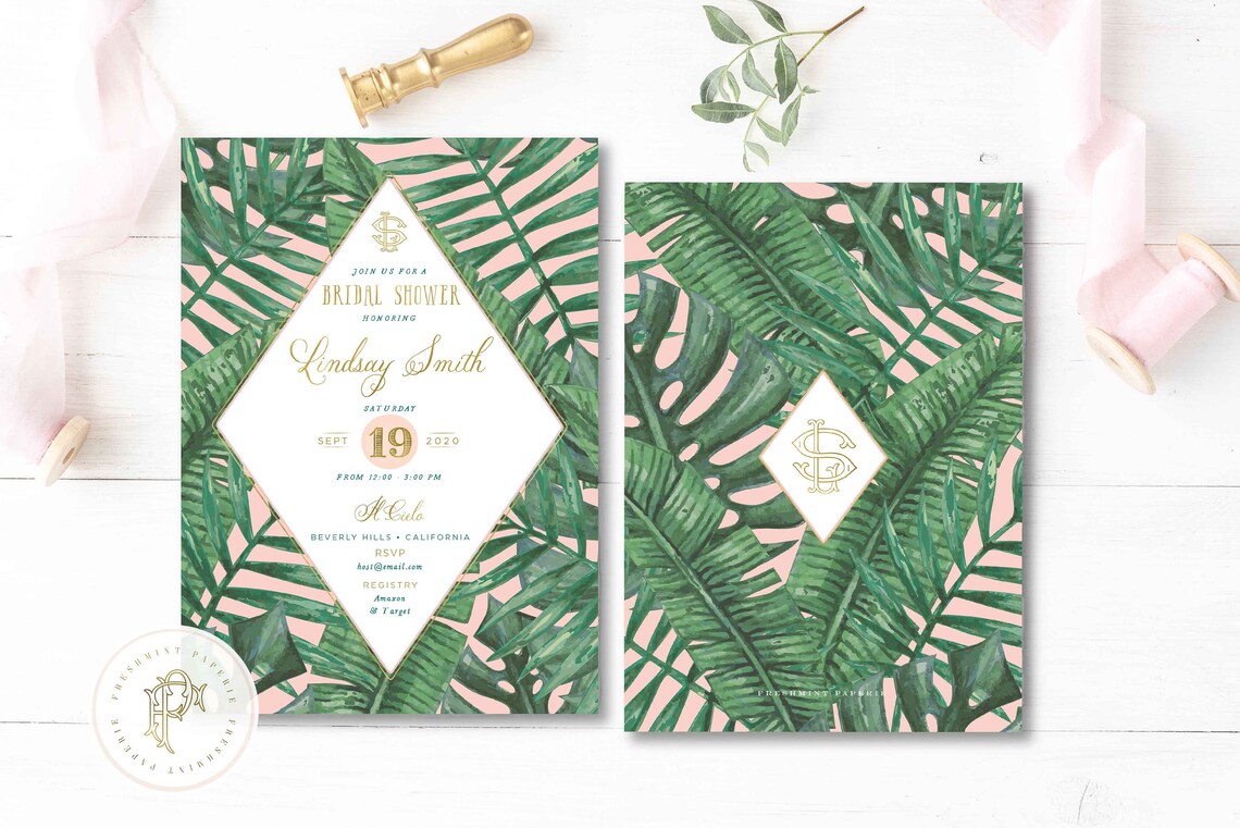 Tropical Invitation Banana Leaf Invitation Bridal Shower - Etsy
