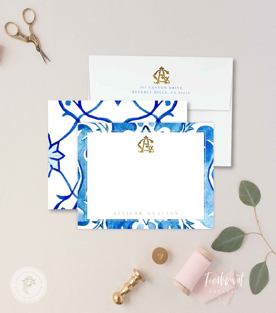 Personalized Stationery - Monogram Note Cards - Monogram Stationery ...