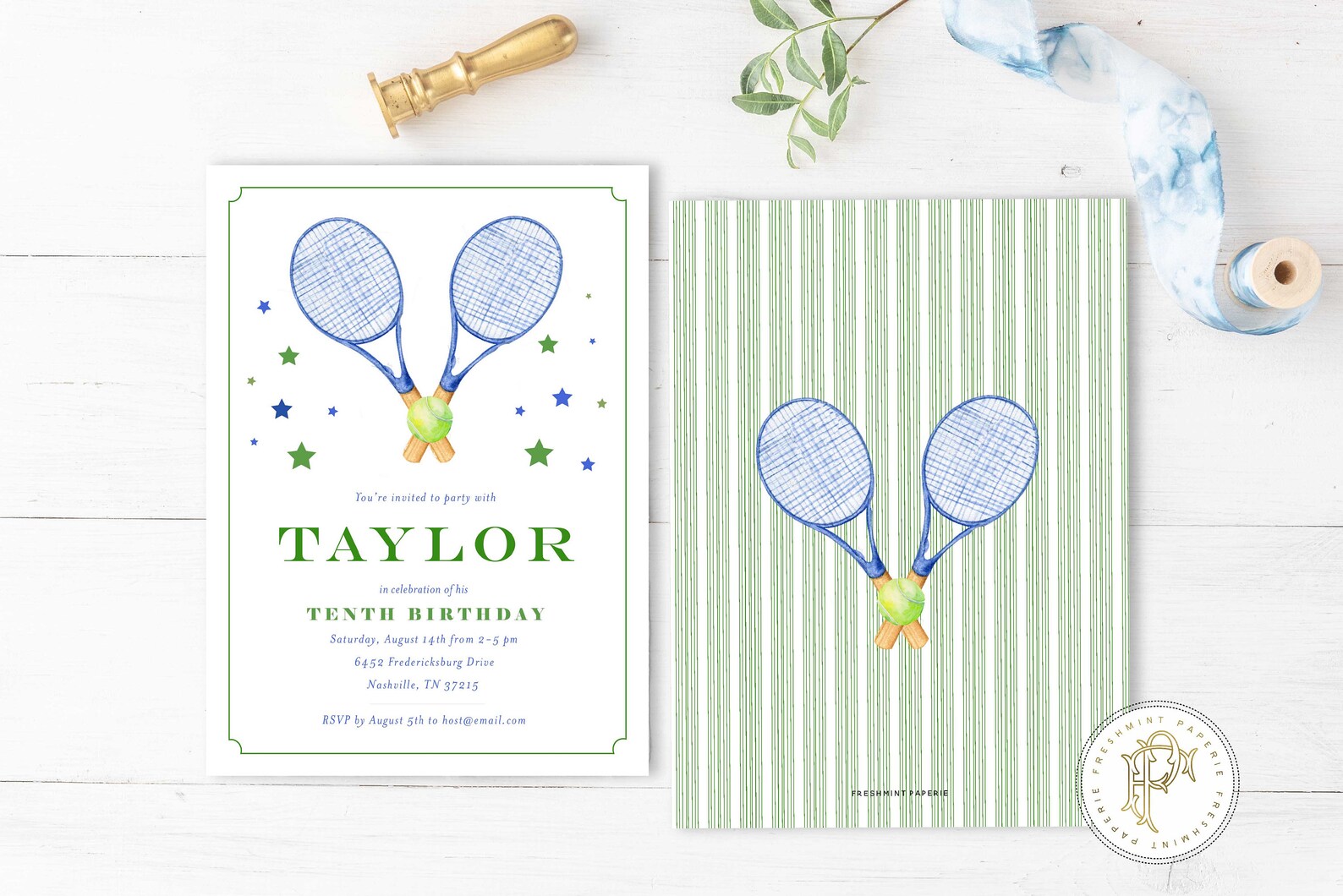 Tennis Invitation - Tennis Racquet Invitation - Tennis Birthday ...
