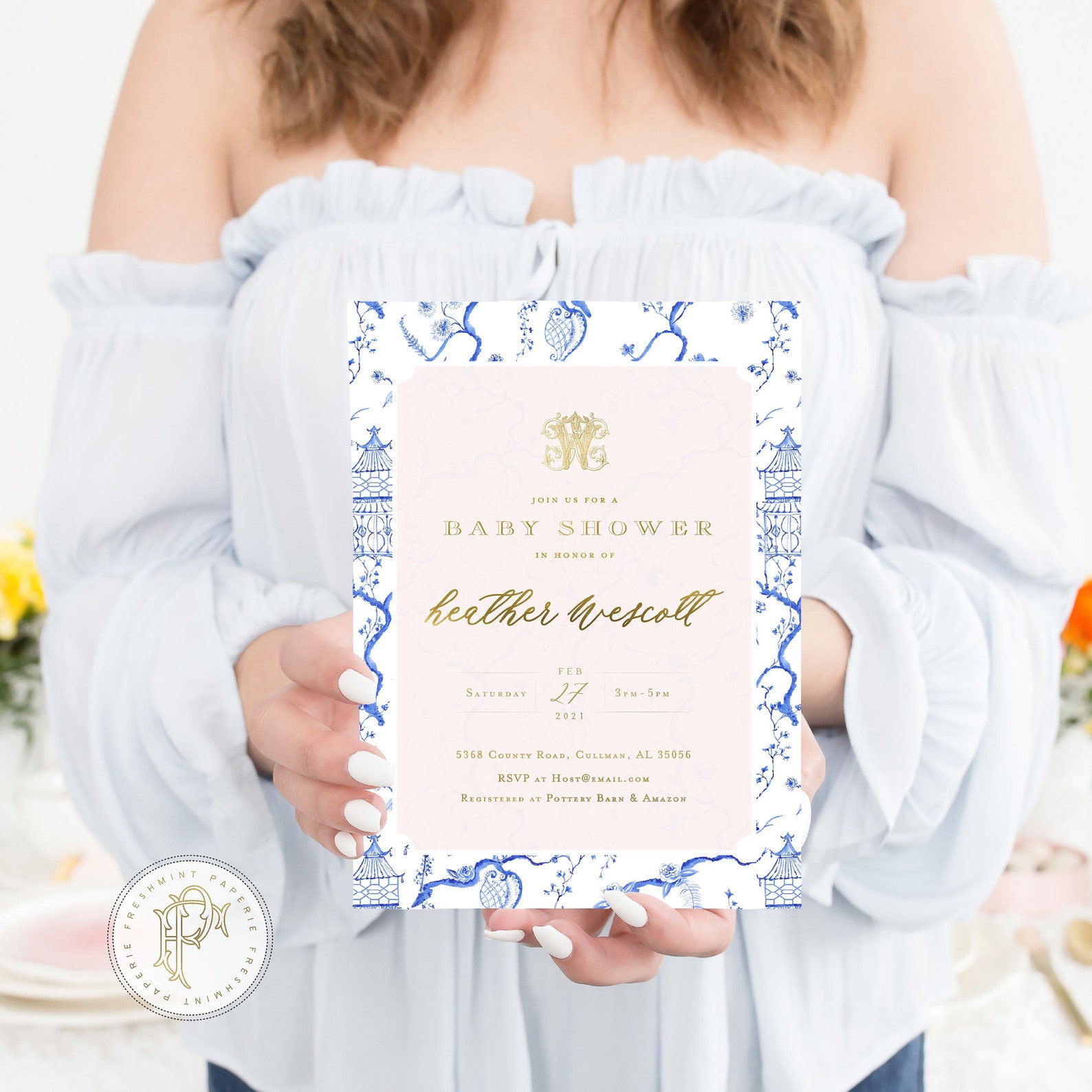 Chinoiserie Invitation - Monogram Invitation - Ginger Jar Invitation ...