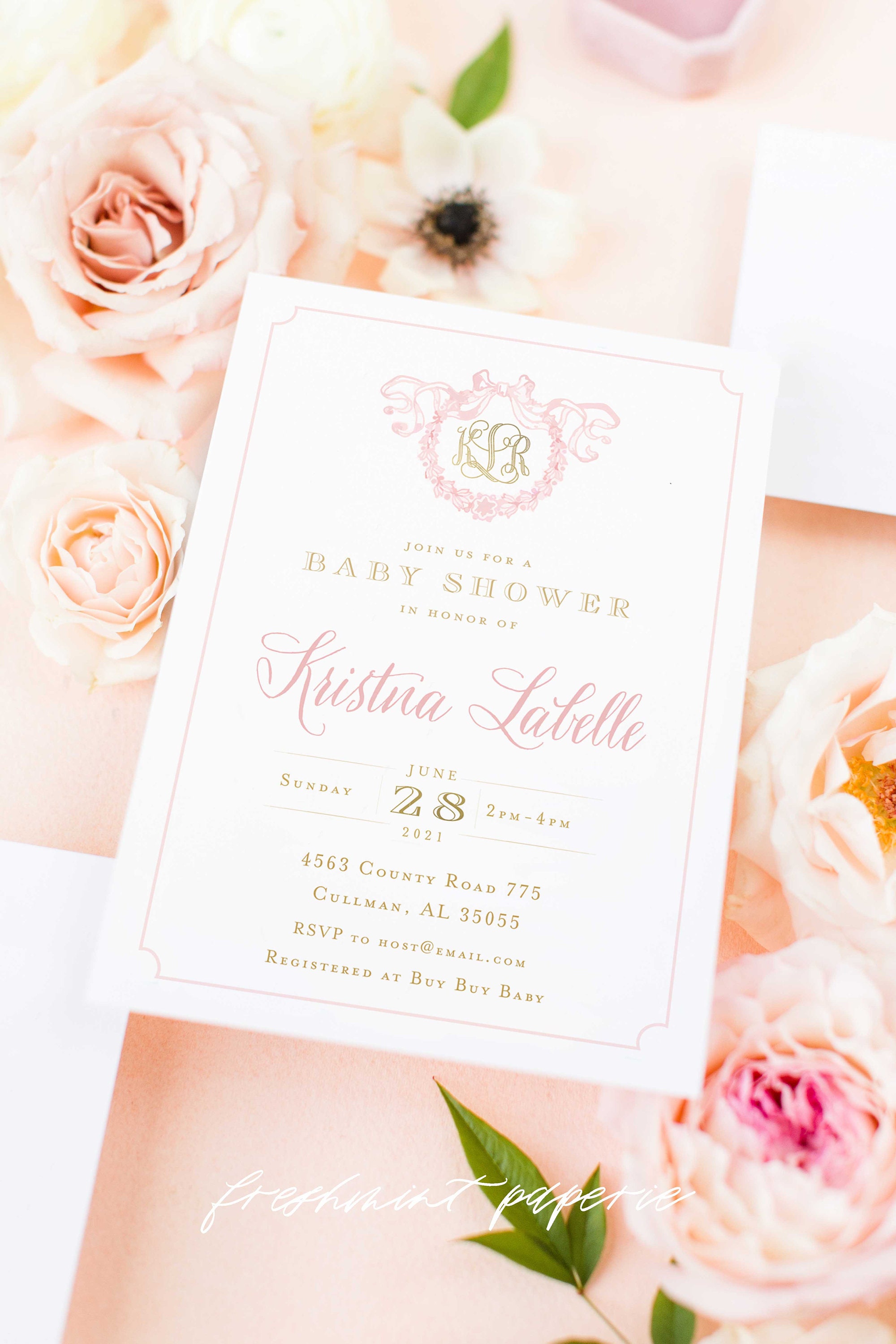 Monogram Baby Shower Invitation - baby shower invitation - baby shower ...