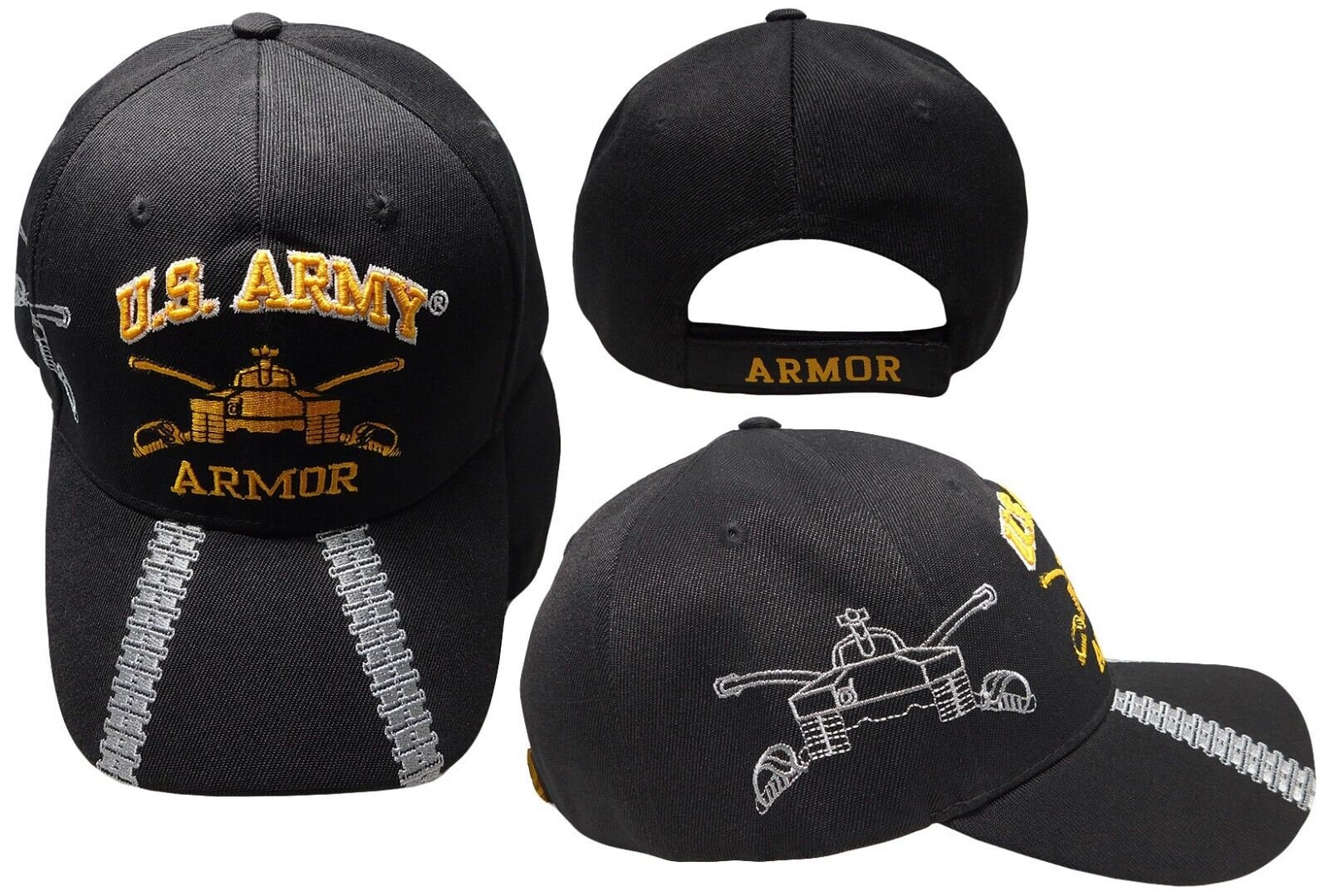 US Army Armor Tank Black Shadow Acrylic Adjustable Embroidered Cap Hat ...