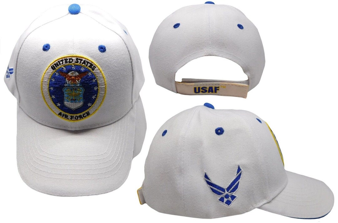 United States Air Force Emblem Wings on Side White Cotton Embroidered ...