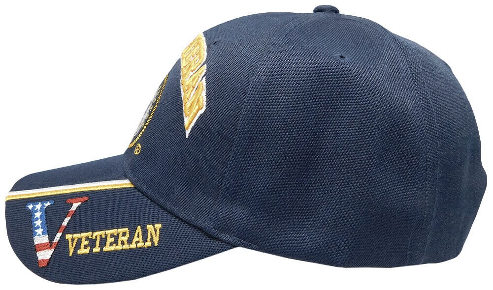 US Navy Veteran Seal USA Flag v Navy Blue Embroidered Cap Hat CAP592B ...