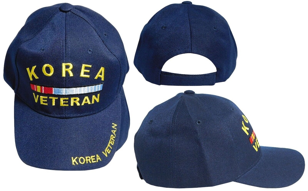 Korea Korean Vet Veteran Ribbon Navy Blue Adjustable Embroidered Cap ...