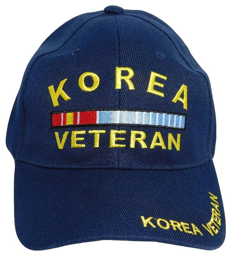Korea Korean Vet Veteran Ribbon Navy Blue Adjustable Embroidered Cap ...
