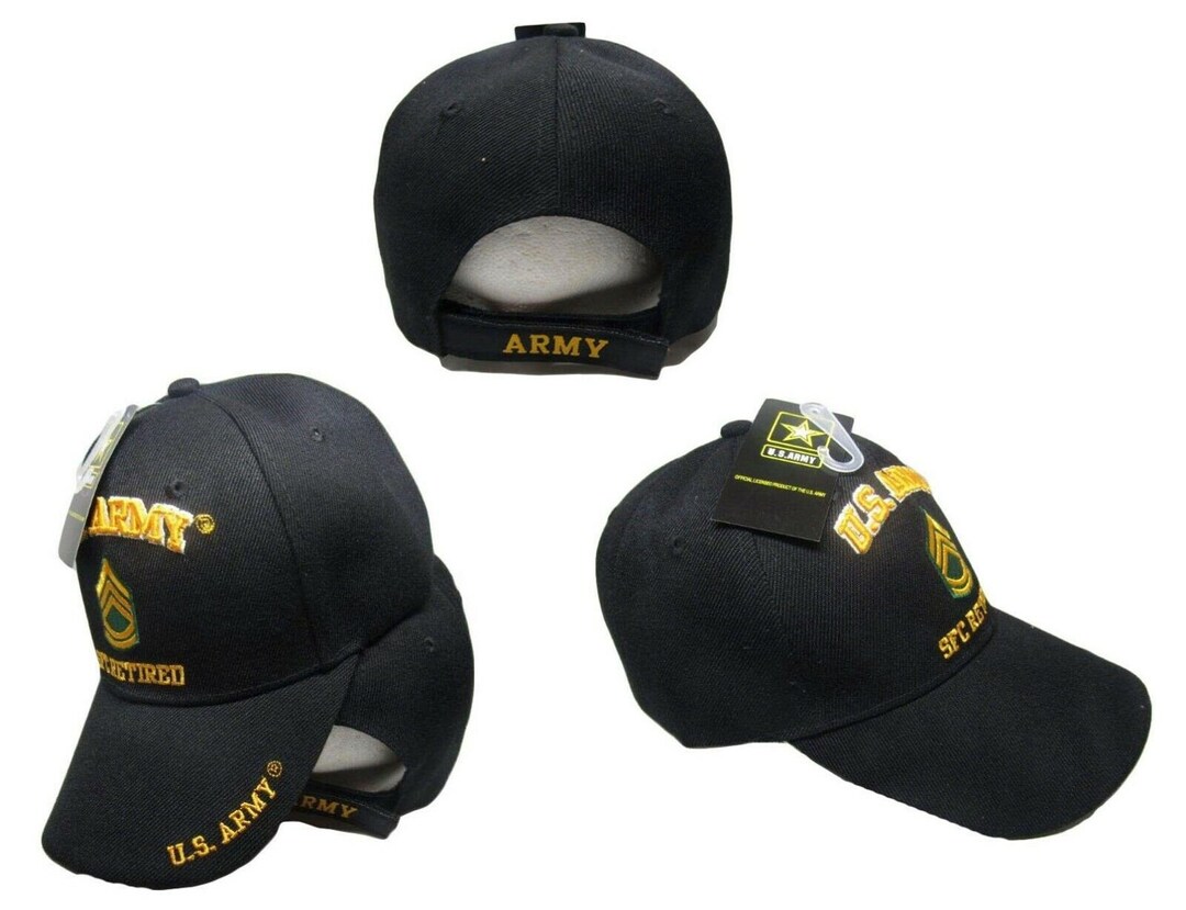 U.S. Army SFC Retired Military Black Embroidered Cap Hat LICENSED - Etsy