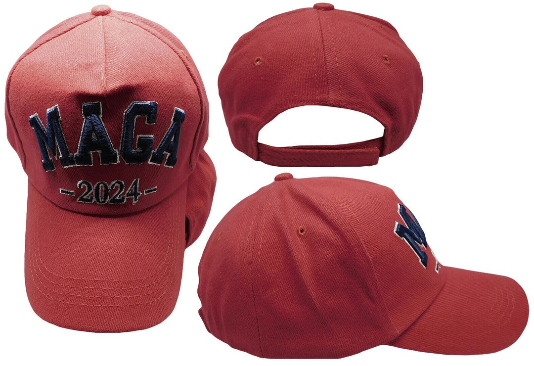 MAGA 3-D Letters 2024 Trump 2024 Red Acrylic Adjustable Embroidered Cap ...