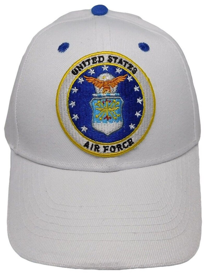 United States Air Force Emblem Wings on Side White Cotton Embroidered ...