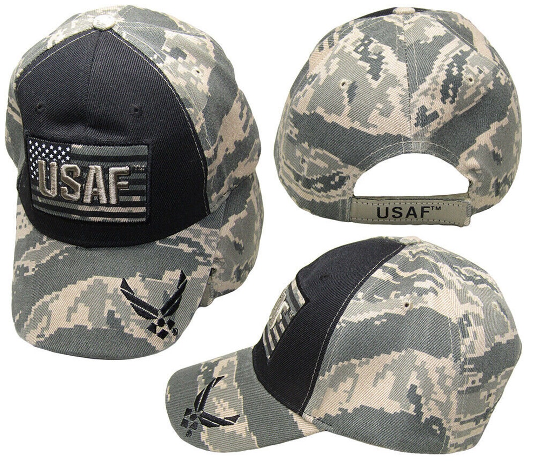 Air Force USAF USA Patch 3D Letters Flag ACU Camouflage Cap Hat ...