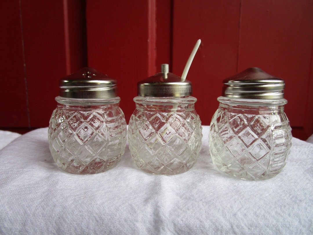 Condiment Set Vintage Chrome and Glass Set Three Jars With Stand ...