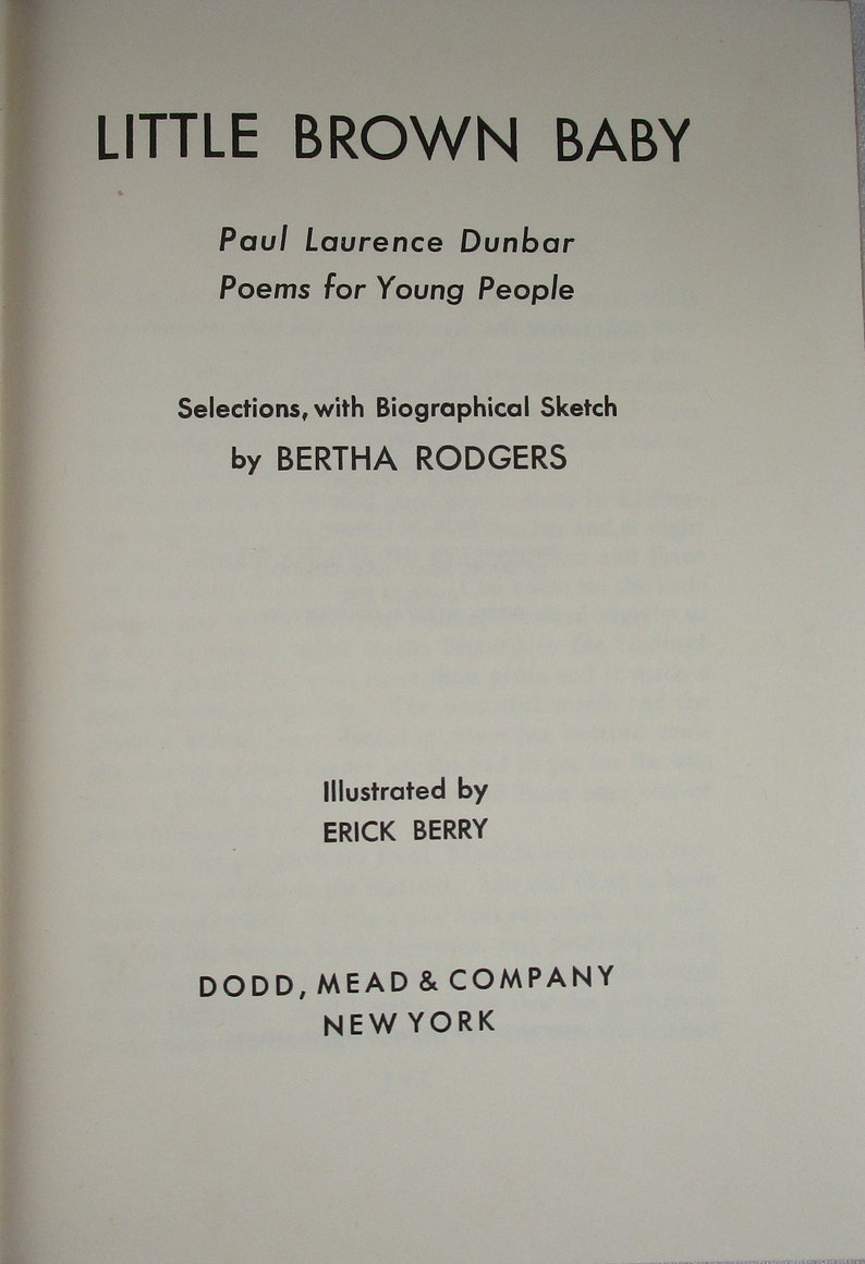 Little Brown Baby Paul Laurence Dunbar Poems for Young People Slections ...