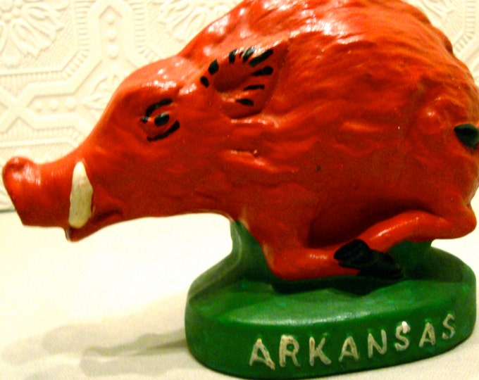 Vintage Arkansas Red Razorback Hog Piggy Coin Bank Figure Statue ...