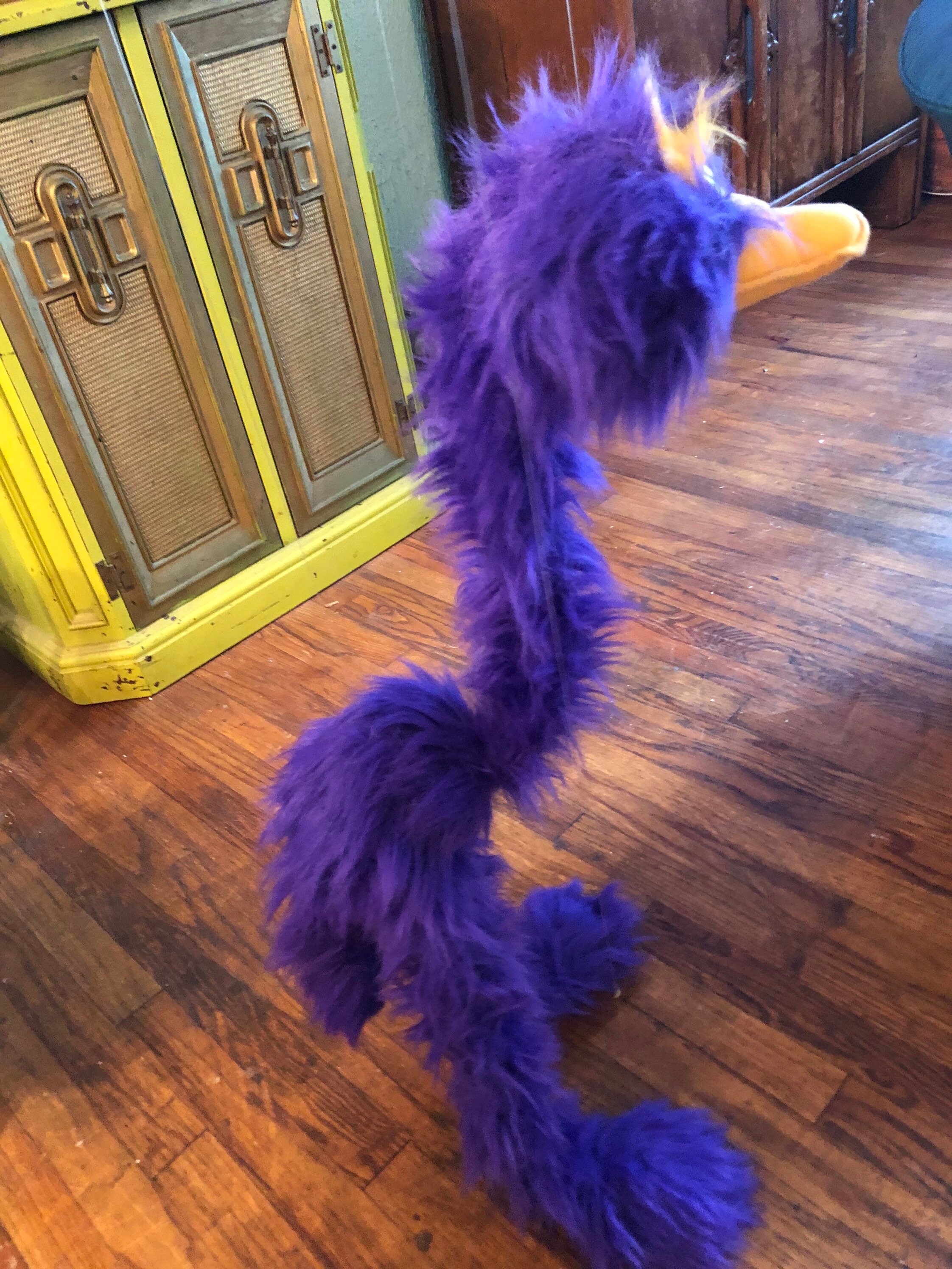 Large Vintage Doozy bird marionette crazy bird puppet purple | Etsy