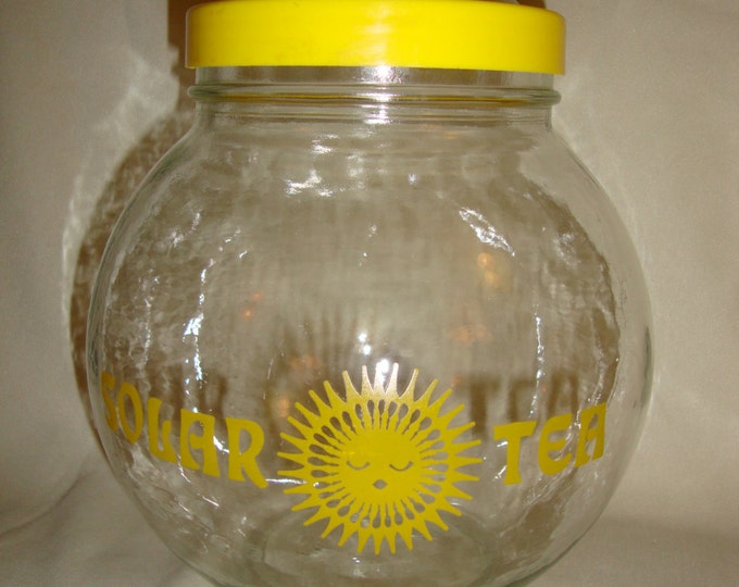 Vintage Solar Sun Tea Jar Glass Pitcher Yellow Suntea With Dome Lid - Etsy