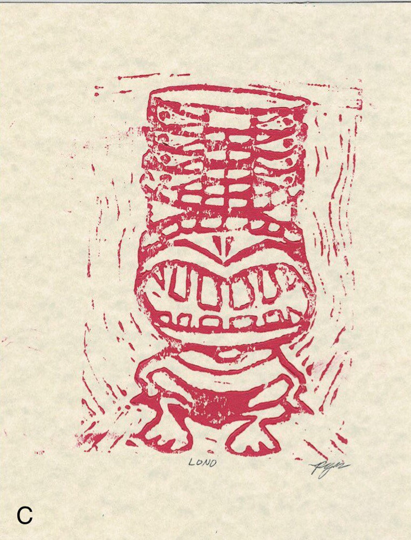 Lono Tiki God 8x10 Linocut Print Hand Printed Art - Etsy