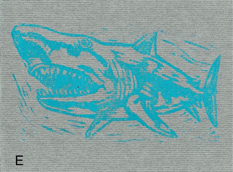 Great White Shark 8x10 Linocut Print Hand Printed Art - Etsy