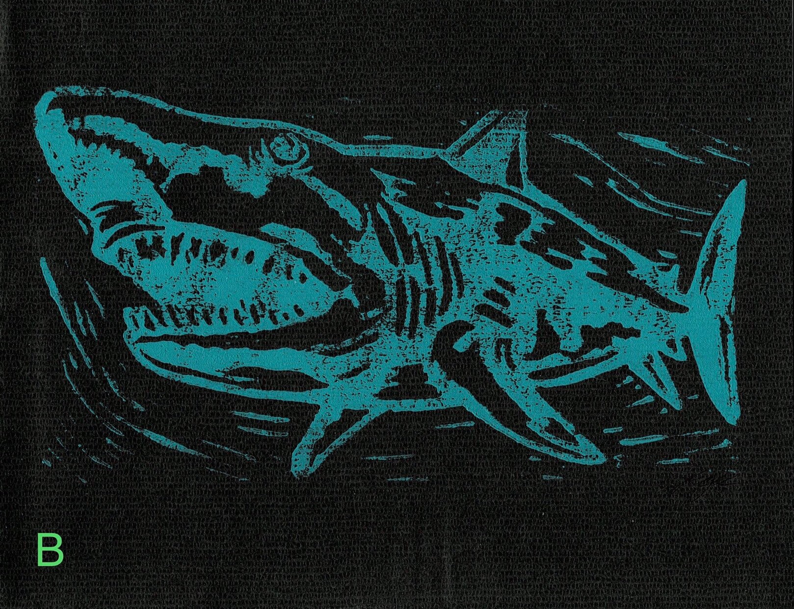 Great white shark 8x10 linocut print hand printed art | Etsy