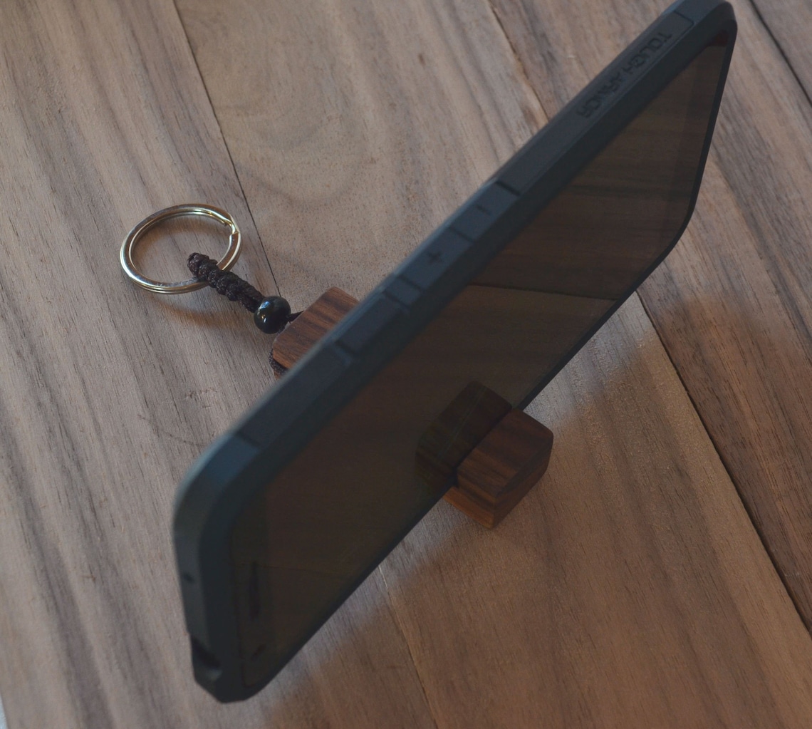 Phone Stand Keychain | Solid Walnut Wood | Personalized | Custom ...