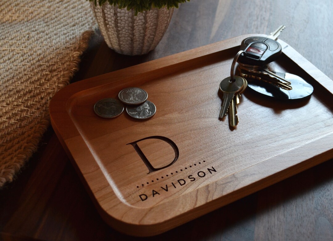 Man Gift | Catch-all | Cherry Wood | Coin Dish | Dad Gift | Gift for ...