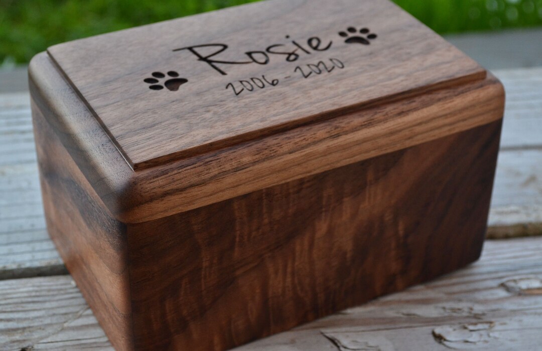 Pet Urn | Memorial Box | Walnut Wood| Cat | Dog | Rabbit | Custom ...