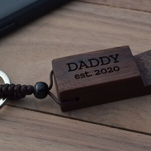Father's Day | New Dad Gift | Phone Holder Keychain | Solid Walnut Wood ...