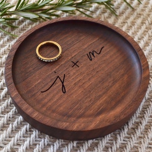 Walnut Wood Ring Tray | Small Trinket Dish | Coin Dish | Anniversary ...